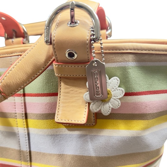 Coach | Bags | Coach Daisy Strip Mini Cloth And Leather Tote | Poshmark